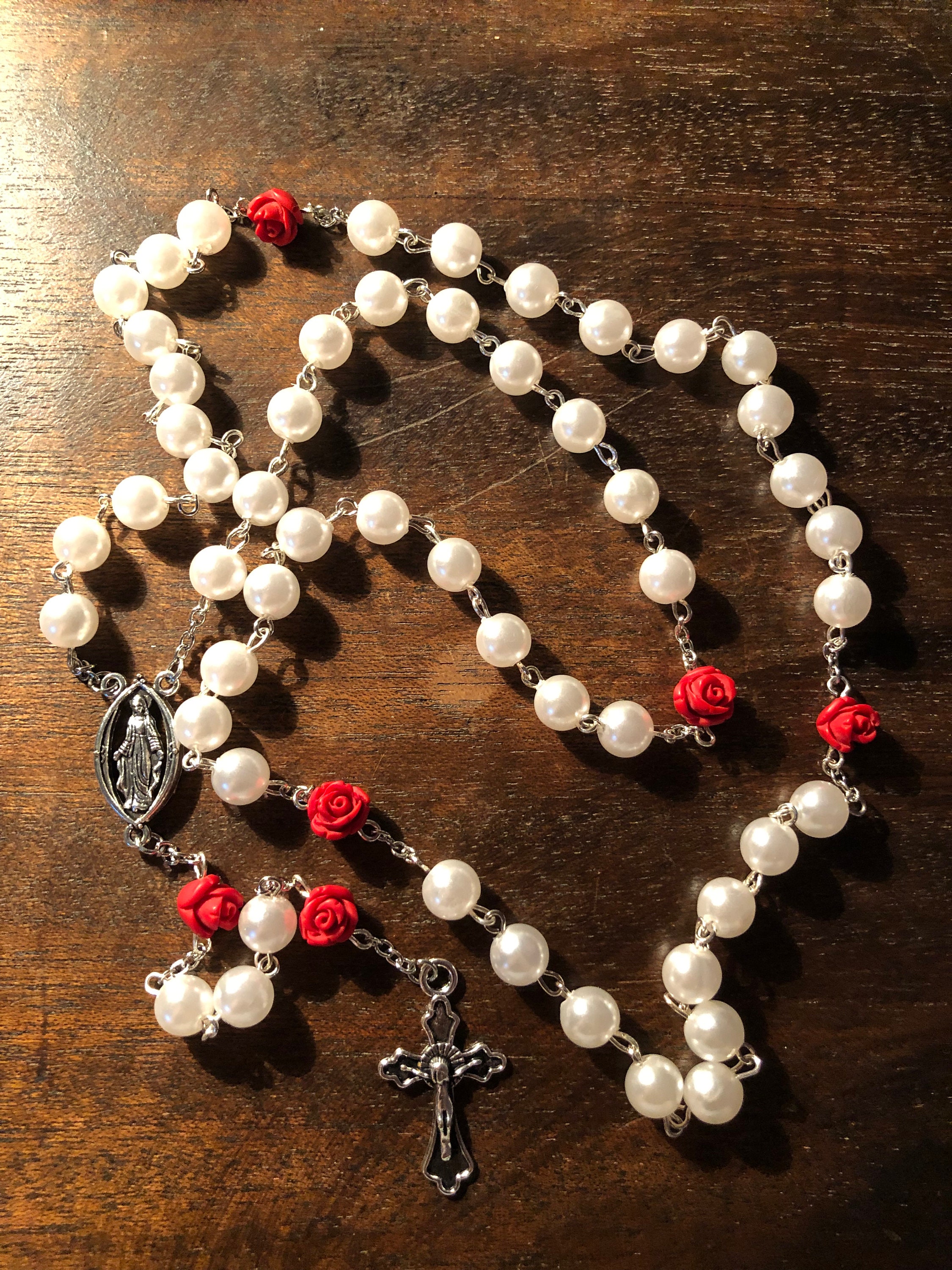 Handmade Rosary - Catholic Prayer With Rose Beads - Holy Rosary Blessed ...