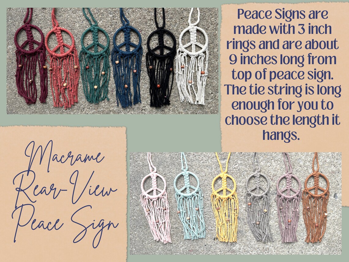 Peace Sign Rear View Mirror Charm, Teen Gift, Gift for Daughter, Gift ...