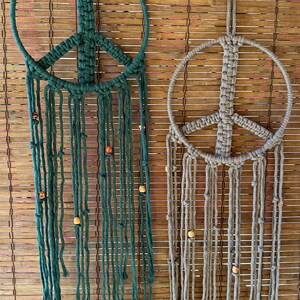 Macrame Peace Sign, Hippie Decor, Boho Home Decor, Peace Sign Decor ...