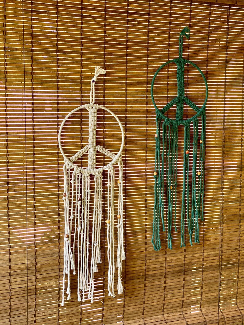Macrame Peace Sign Hippie Decor Boho Home Decor Peace Sign - Etsy