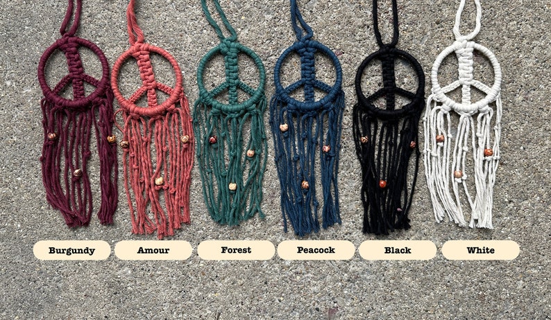 Macrame Peace Sign Car Mirror Charm Hippie Car Decor Boho - Etsy