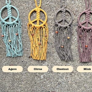 Macrame Peace Sign Car Mirror Charm Hippie Car Decor Boho - Etsy