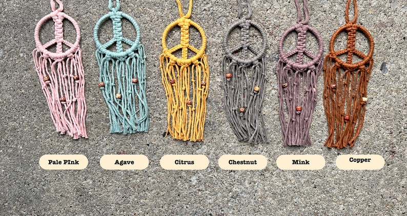 Macrame Peace Sign Car Mirror Charm Hippie Car Decor Boho - Etsy