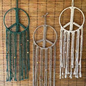 Macrame Peace Sign, Hippie Decor, Boho Home Decor, Peace Sign Decor ...