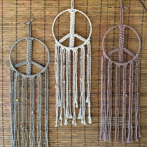 Macrame Peace Sign, Hippie Decor, Boho Home Decor, Peace Sign Decor ...
