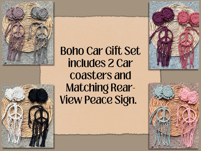 Boho Car Decor, Hippie Car Decor for Women, Car Coasters, Rear View ...
