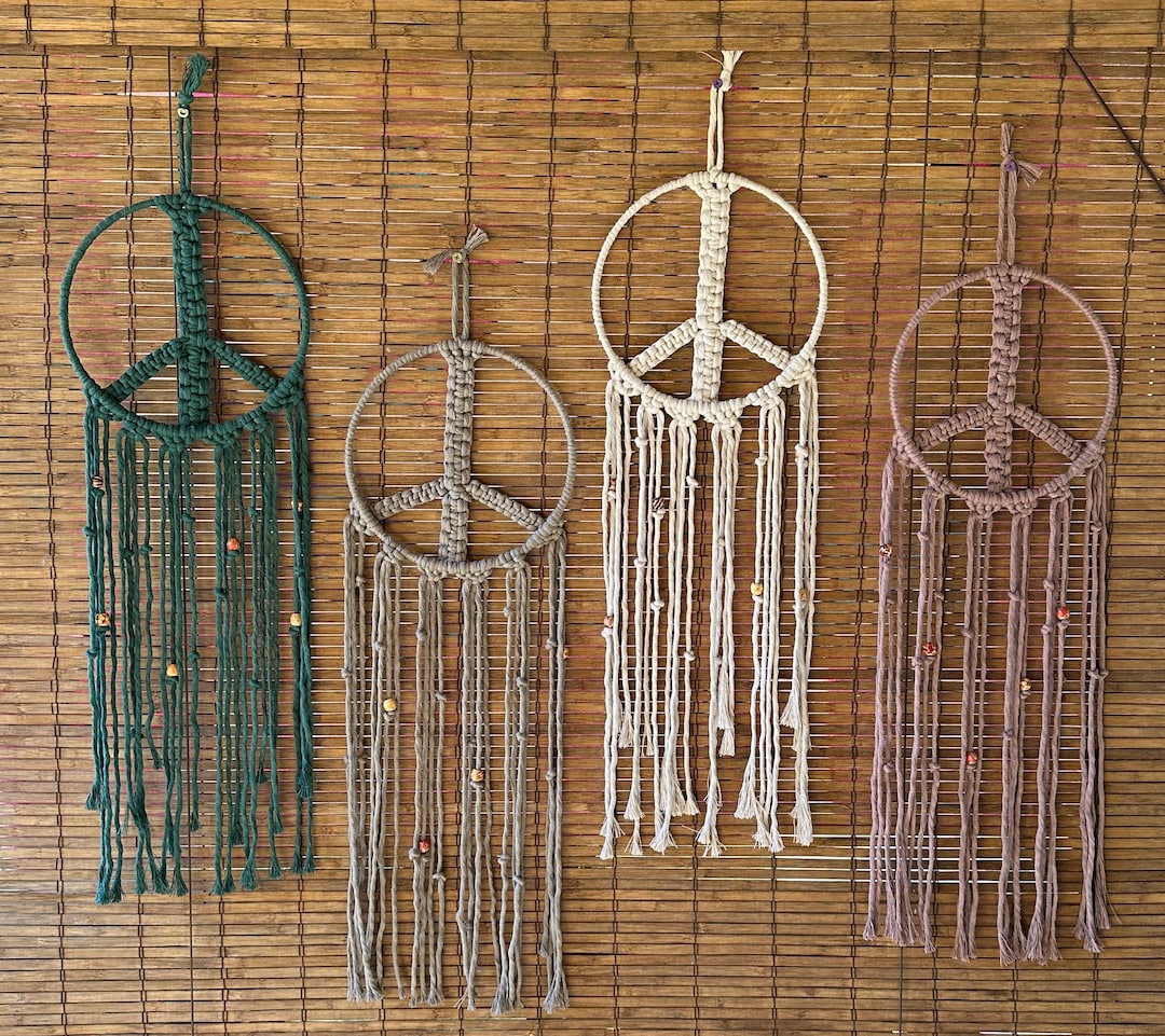 Macrame Peace Sign, Hippie Decor, Boho Home Decor, Peace Sign Decor ...