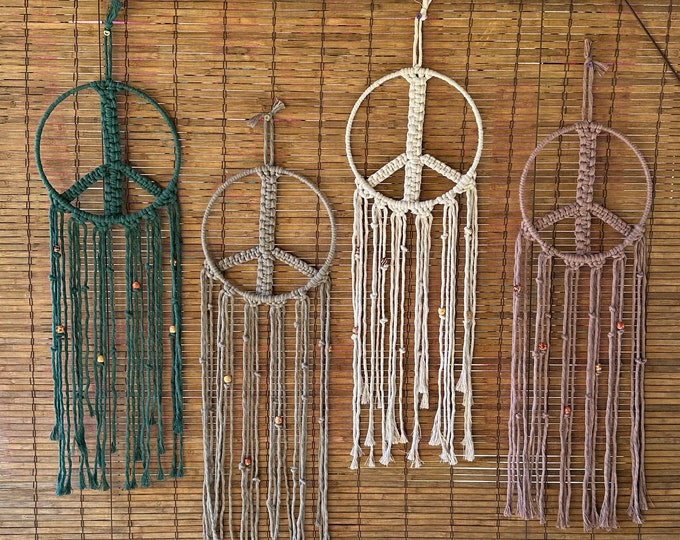 Macrame Peace Sign Hippie Decor Boho Home Decor Peace Sign - Etsy
