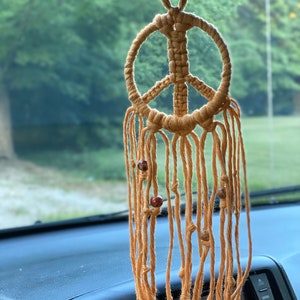 Macrame Car Decor, Boho Car Accessories, Car Coasters, Car Mirror Charm ...
