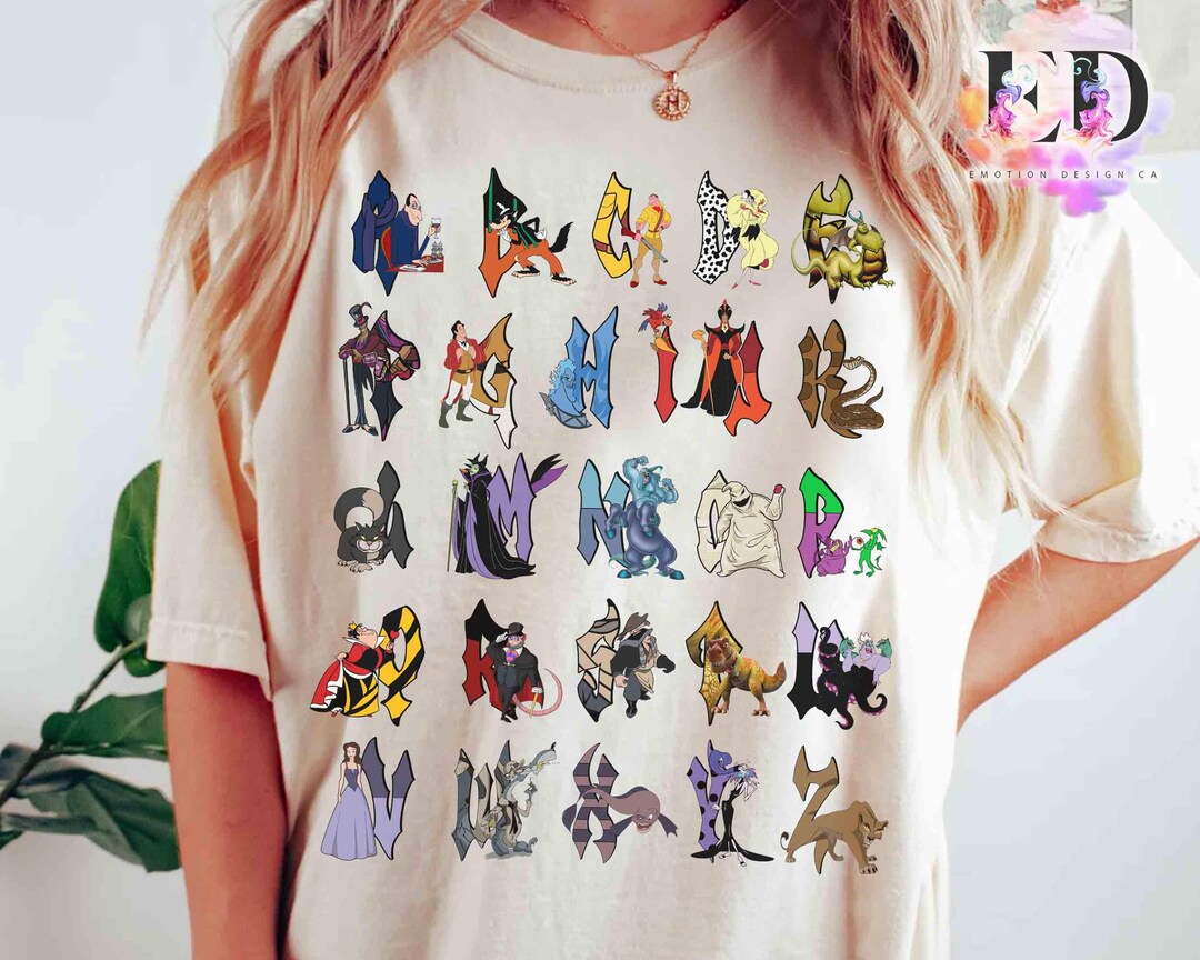 Disney Villains Teacher Alphabet From A to Z Shirts, Teacher ...