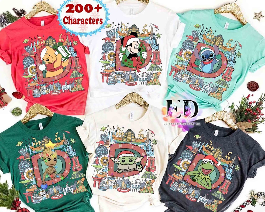 Personalized Disney Family Characters Christmas Matching T-shirt ...