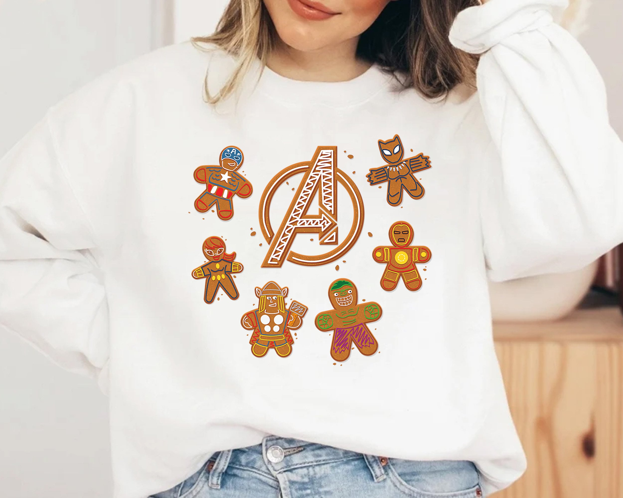 Marvel Avengers Gingerbread Cookies Holiday Christmas Sweatshirt ...