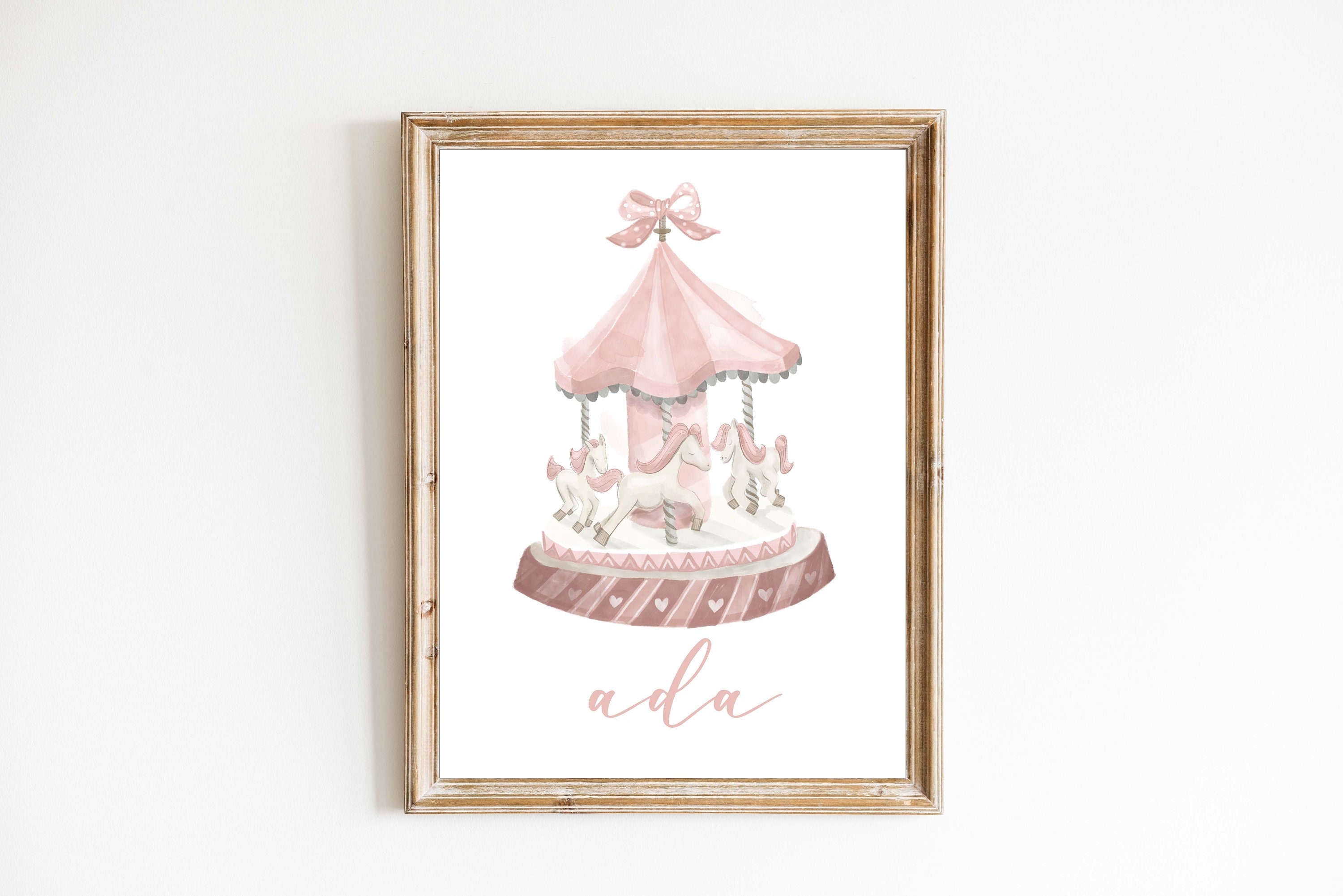 Carousel Print, Nursery Personalized Painting, Girls Nursery Art, Wall ...