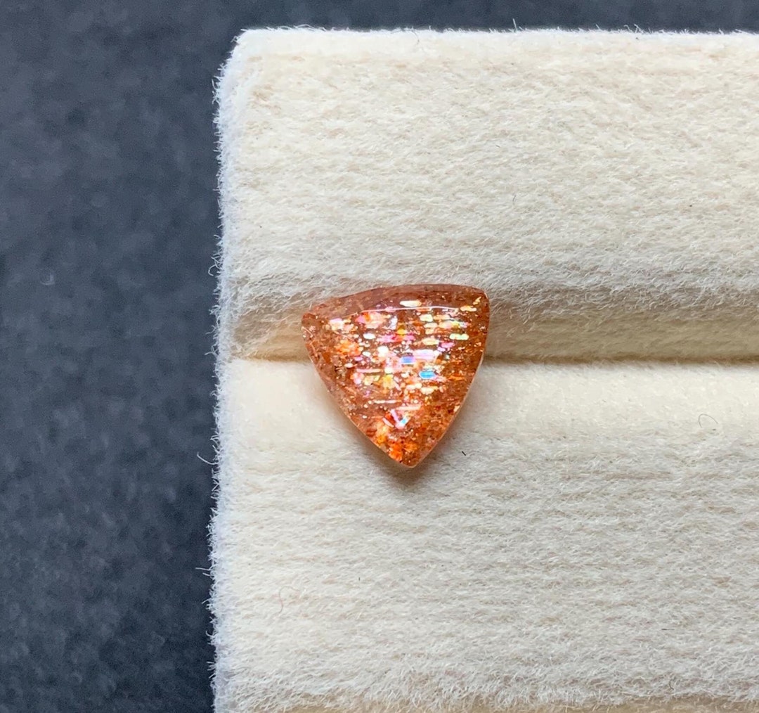 Natural Confetti Sunstone Trillion Shape for Ring Jewelry, Ring Size ...