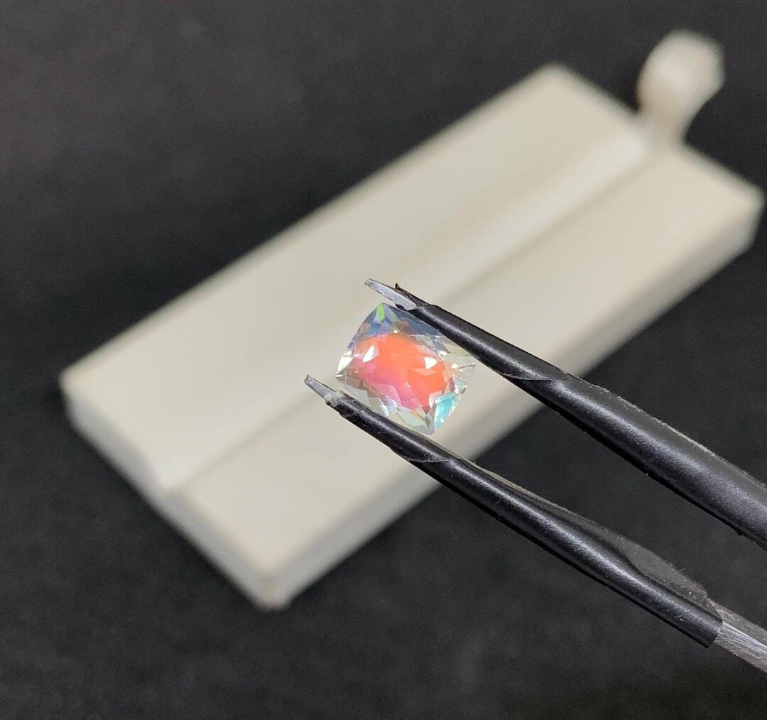 Natural Cushion Cut Madagascar Moonstone, Gorgeous Pink fire Rainbow ...