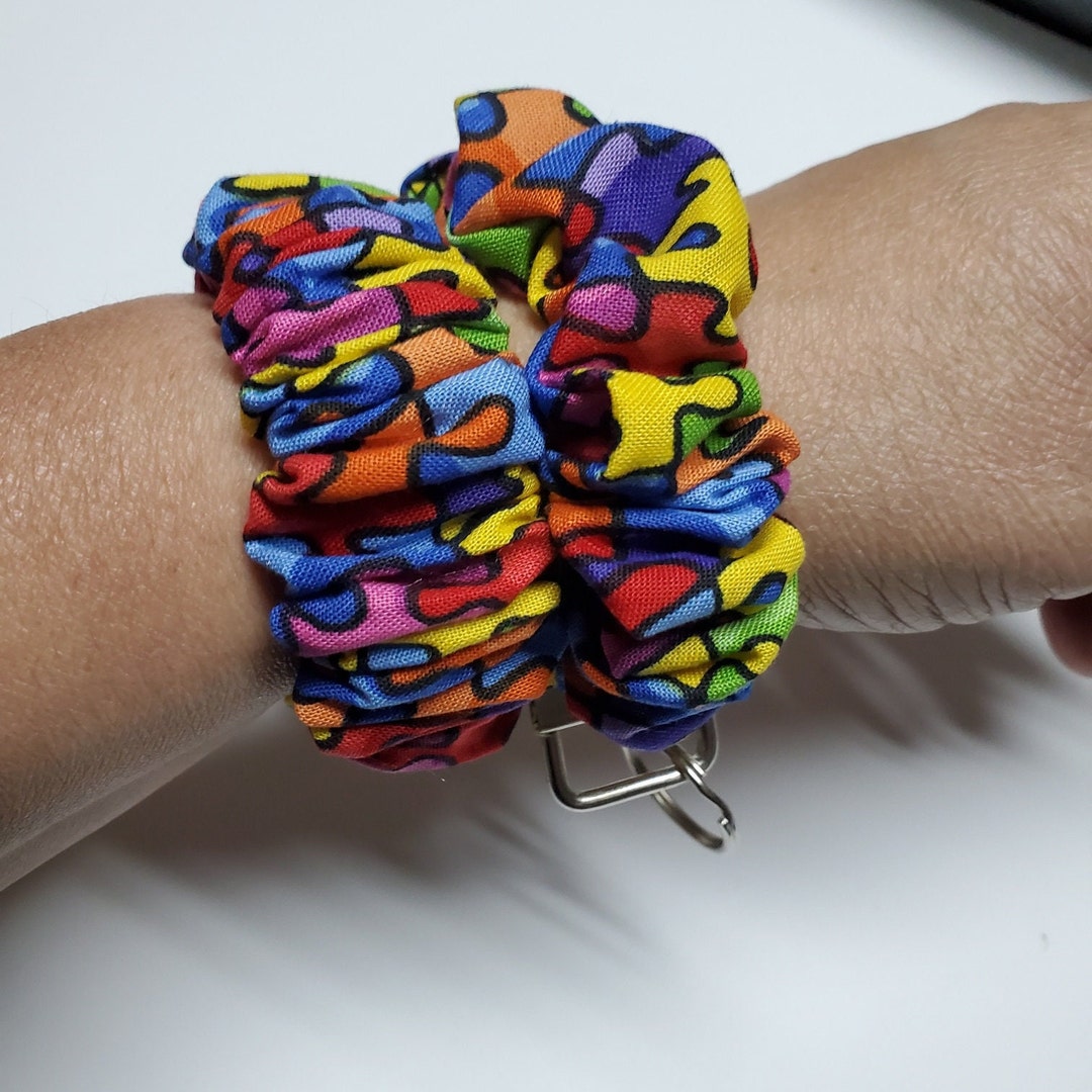 Autism Awareness Key Fob/scrunchie Keychain/autism Puzzle Scrunchie Key ...