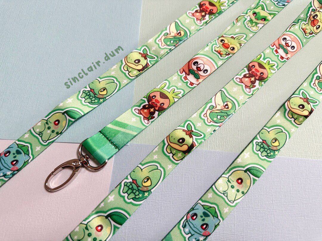 Pkmn Cute Grass Starters Lanyard Etsy