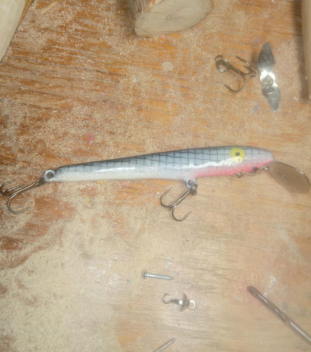 Handmade Fishing Lure Floating/diving Wood Minnow Plug With Stainless ...