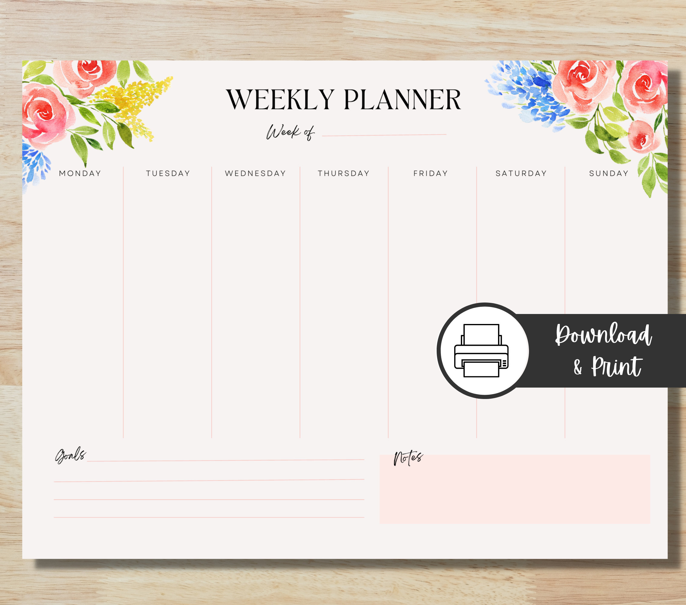 Printable Planner Weekly Planner Printable Weekly Calendar Calendar ...