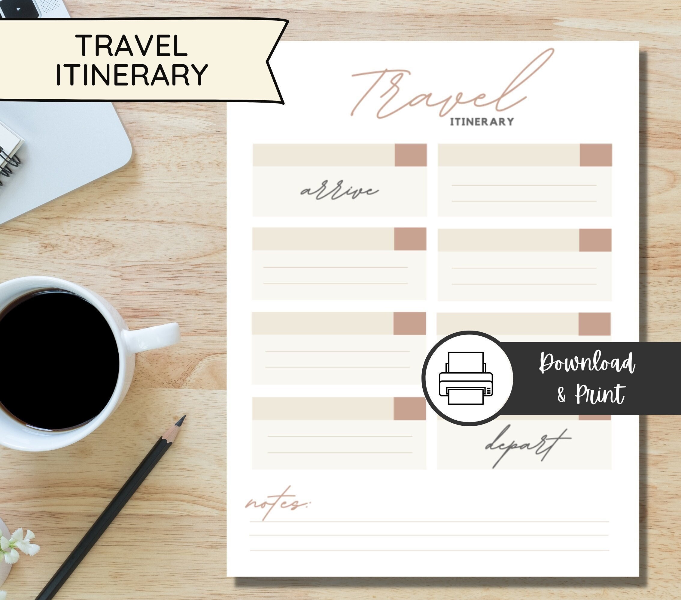 Printable Travel Itinerary | Easy to Use Travel Itinerary | Custom ...