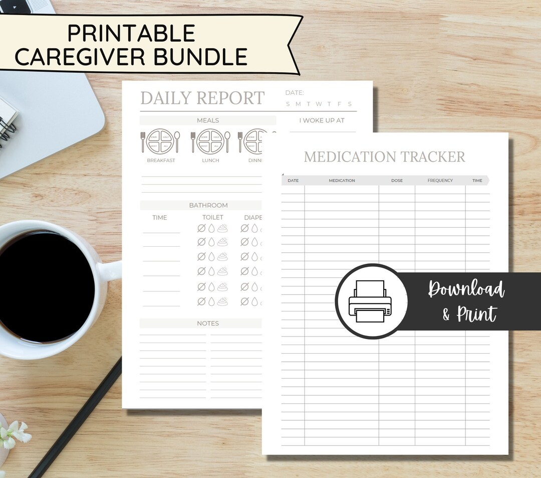 Caregiver Bundle | Undated Note List, Daily Caregiver Printable, 2022 ...
