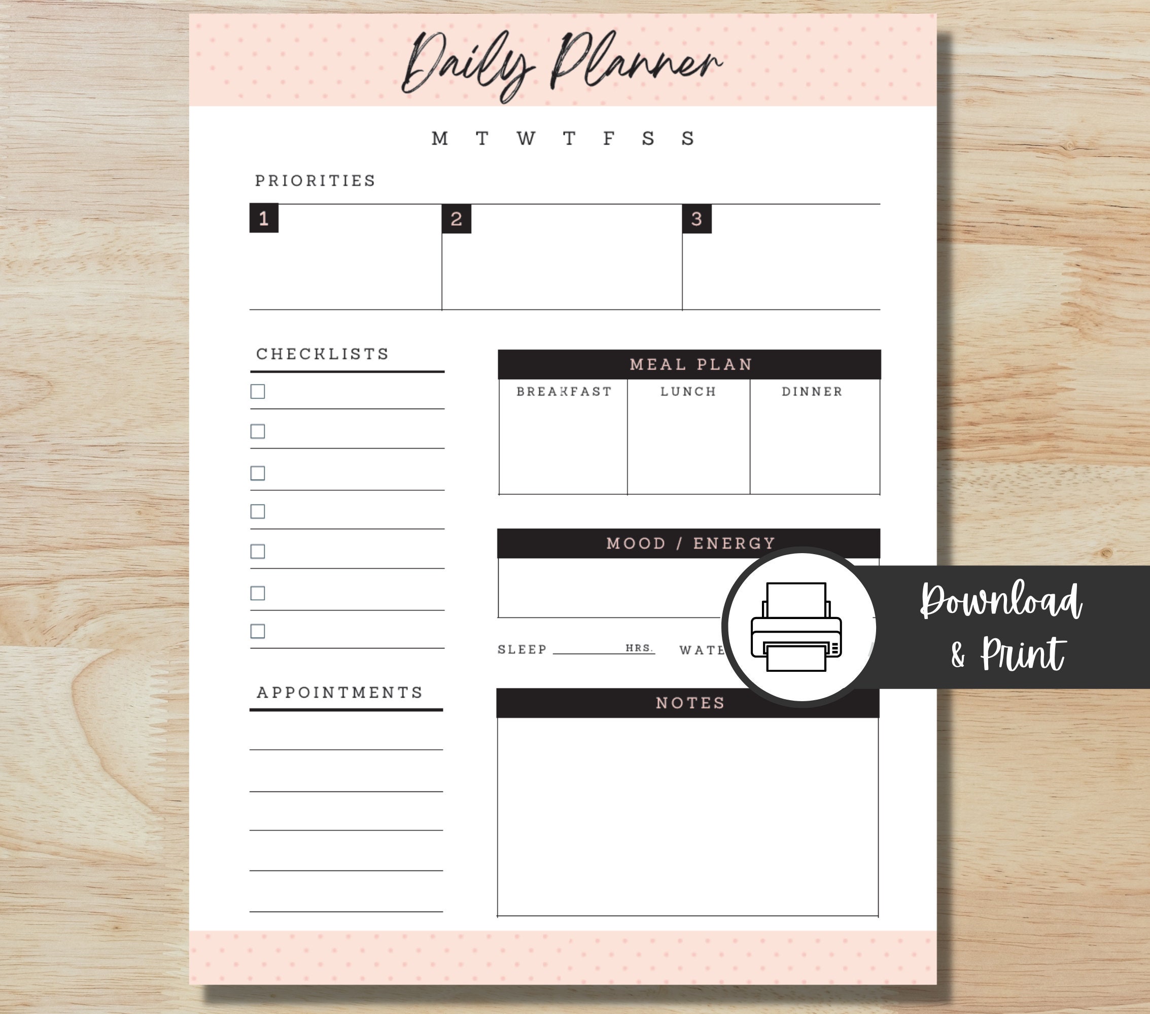 Daily Planner Printable | Today’s Priorities | Planner Insert ...