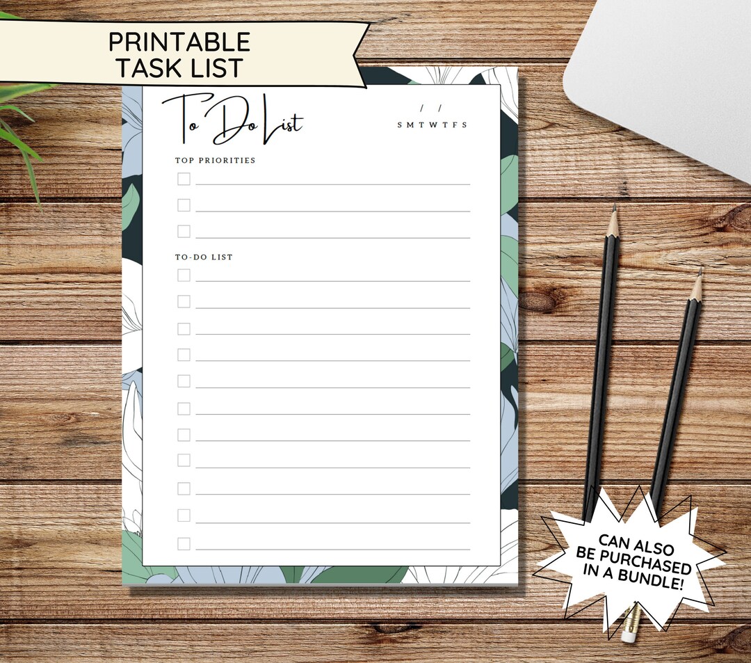 Printable to Do List Task List Productivity Planner Daily to Do List ...