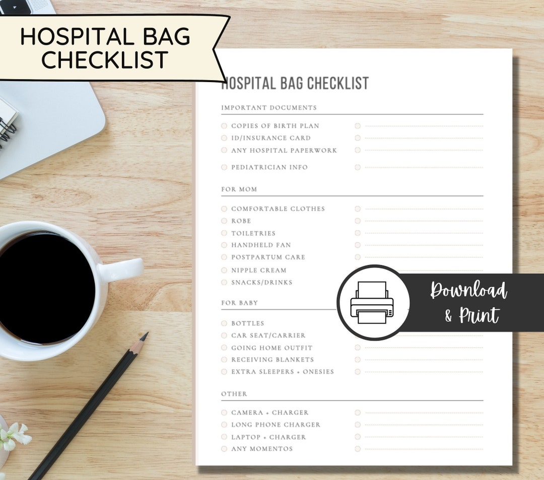 Printable Hospital Packing List | Hospital Packing List for Baby ...