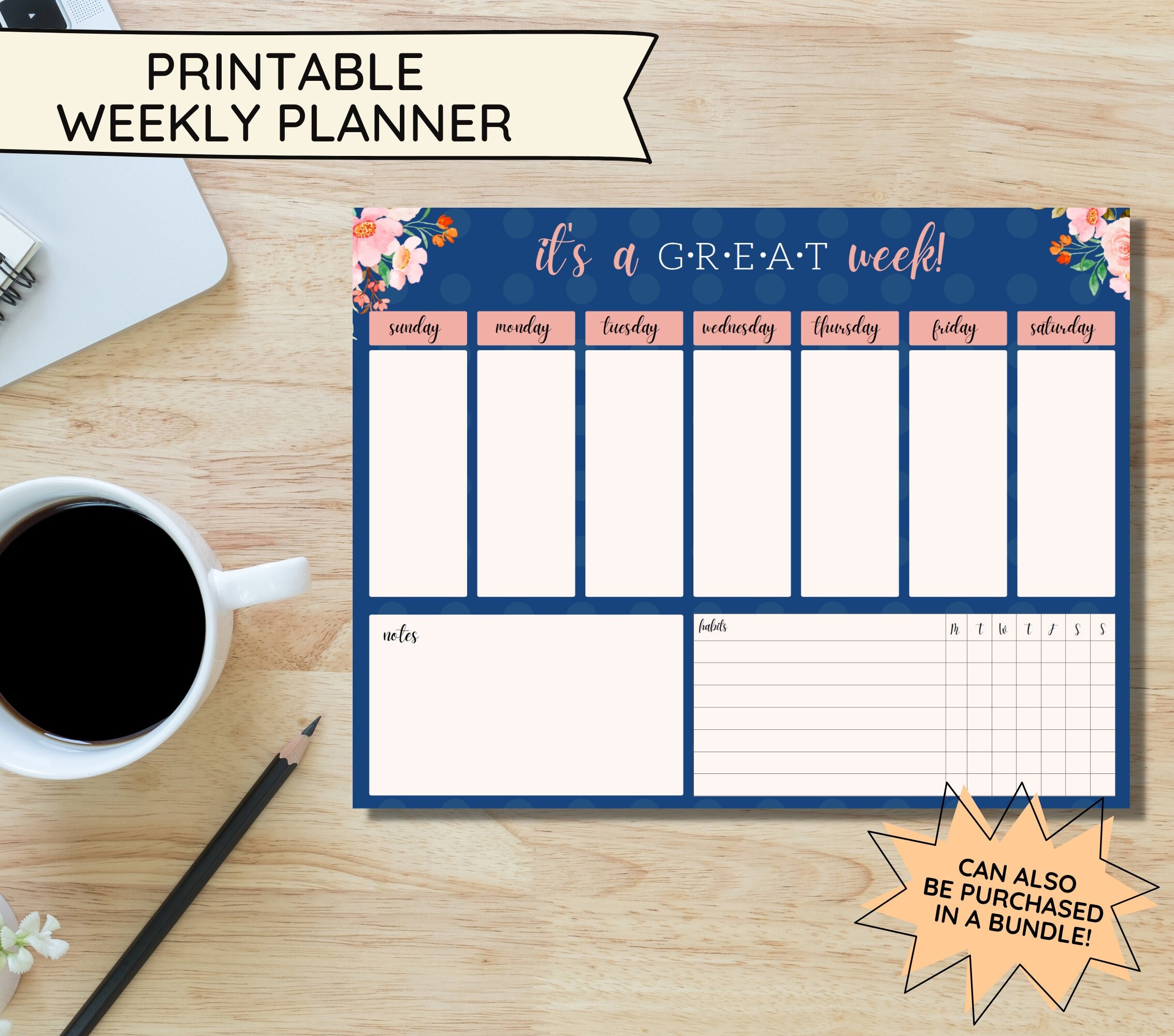 Printable Planner | Weekly Planner Printable | Weekly Calendar ...