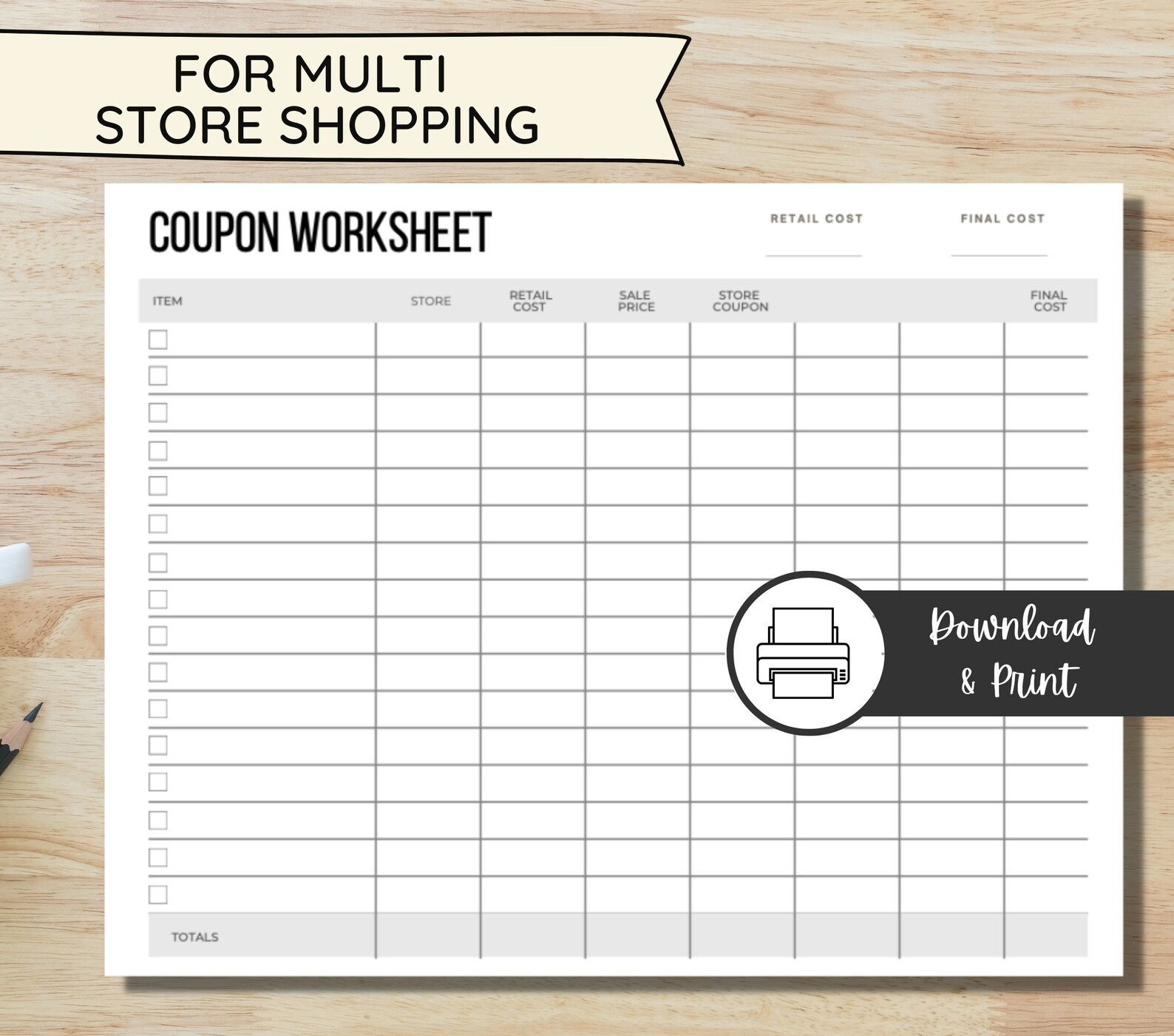 Coupon Worksheet | Printable Couponing Aid | Couponing Aid | Printable ...