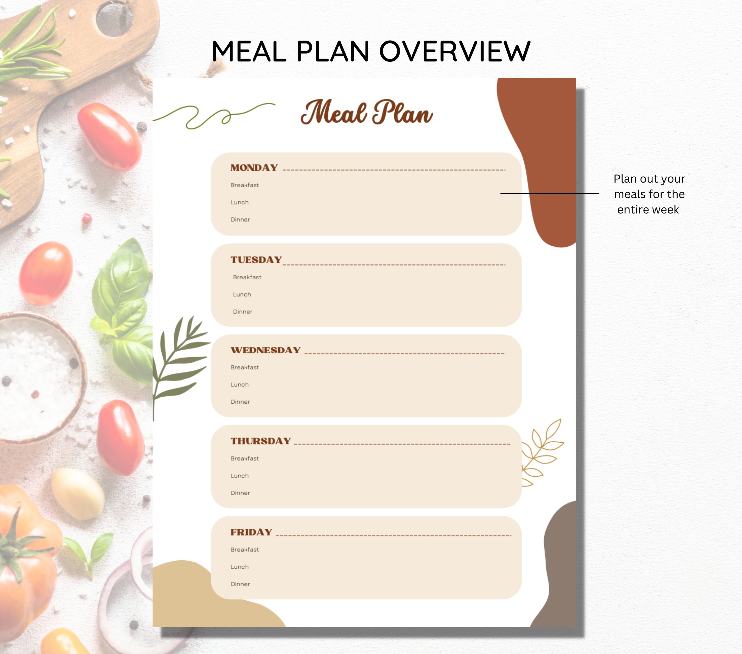 2 in 1 Weekly Printable Meal Plan | Undated Meal Plan, Meal Plan ...