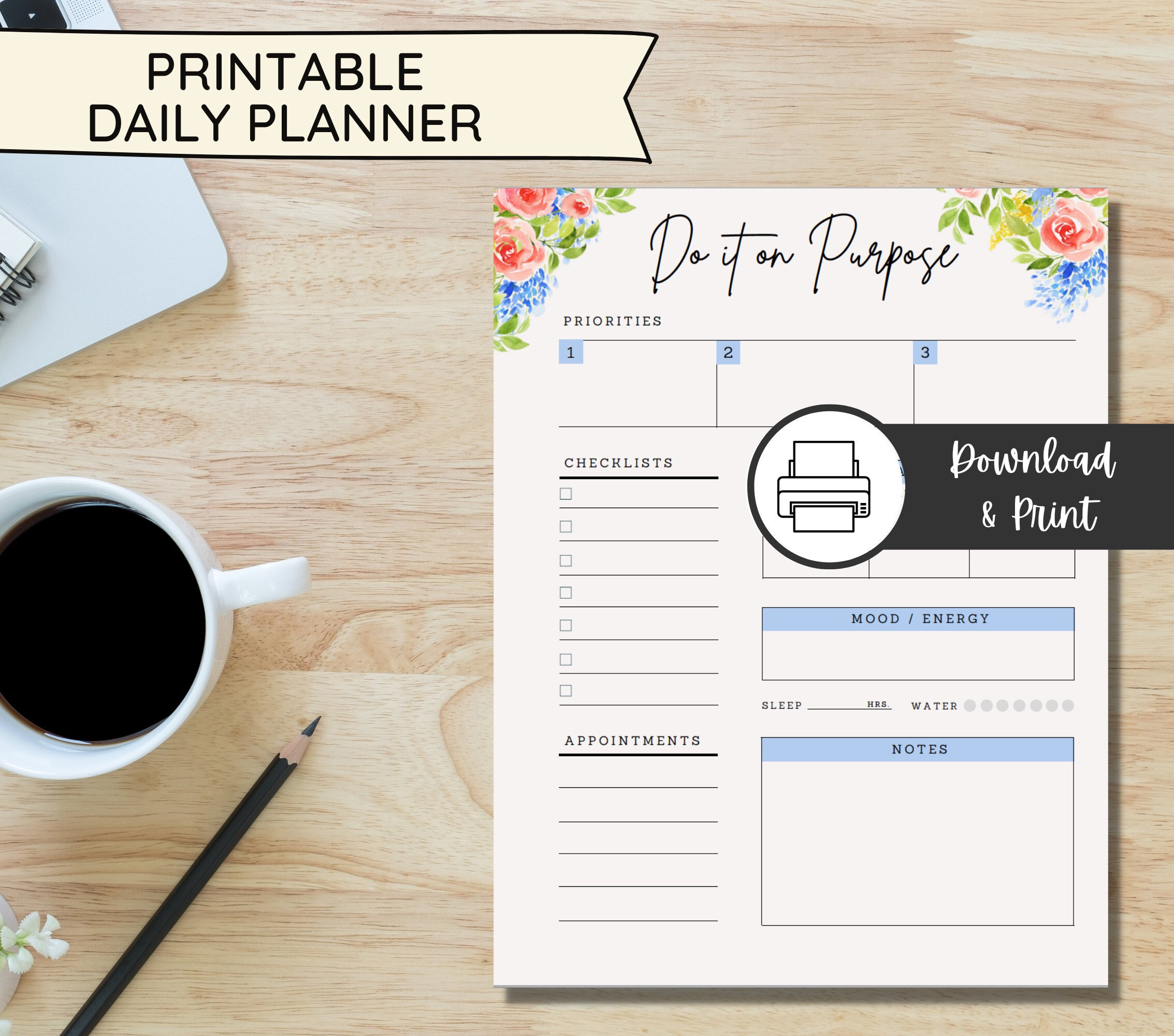 Daily Planner Printable | Today’s Priorities | Planner Insert ...