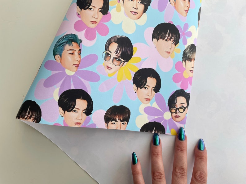 BTS Floral Wrapping Paper | BTS Flower Gift Wrap | BTS Birthday Gift ...