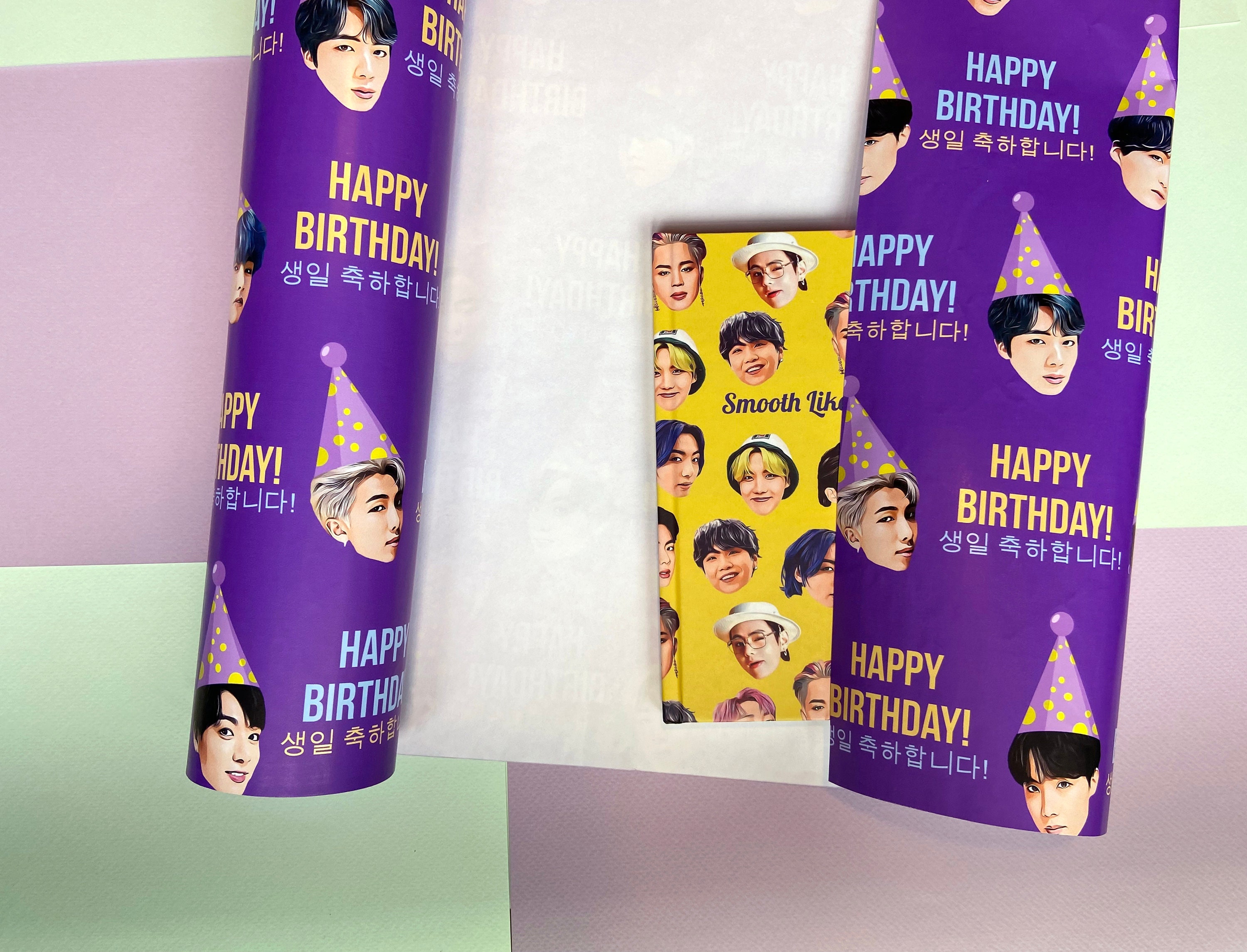 BTS Birthday Wrapping Paper BTS Purple Birthday Gift Wrap - Etsy