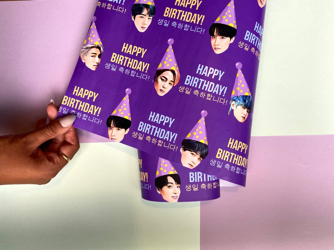 BTS Birthday Wrapping Paper | BTS Purple Birthday Gift Wrap | K-pop ...