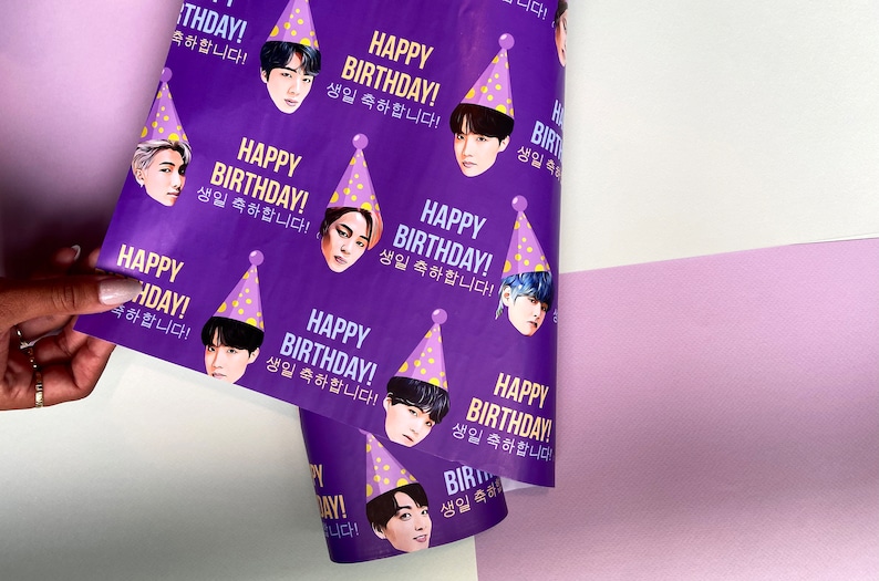 BTS Birthday Wrapping Paper BTS Purple Birthday Gift Wrap - Etsy