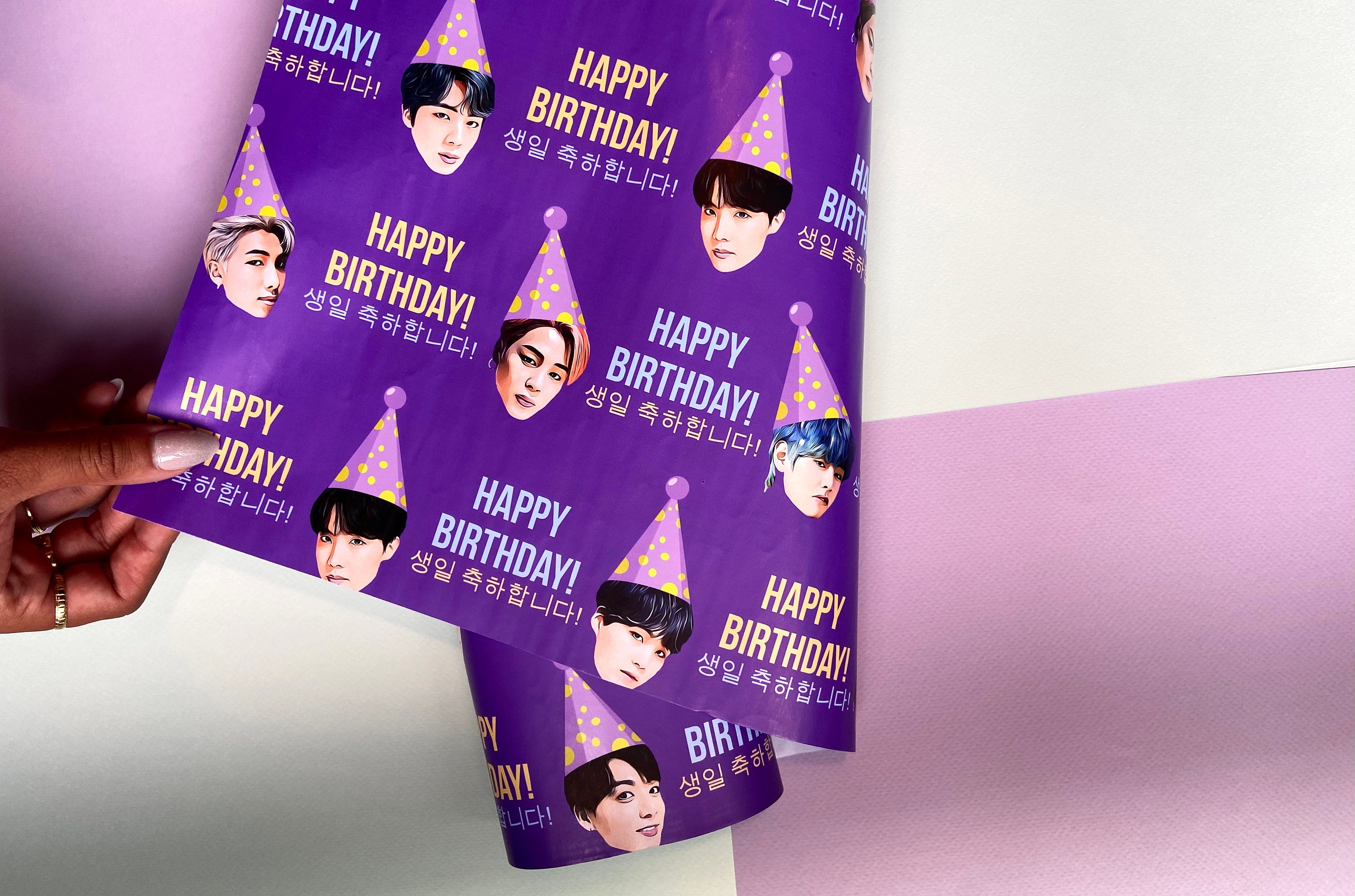 BTS Birthday Wrapping Paper BTS Purple Birthday Gift Wrap - Etsy