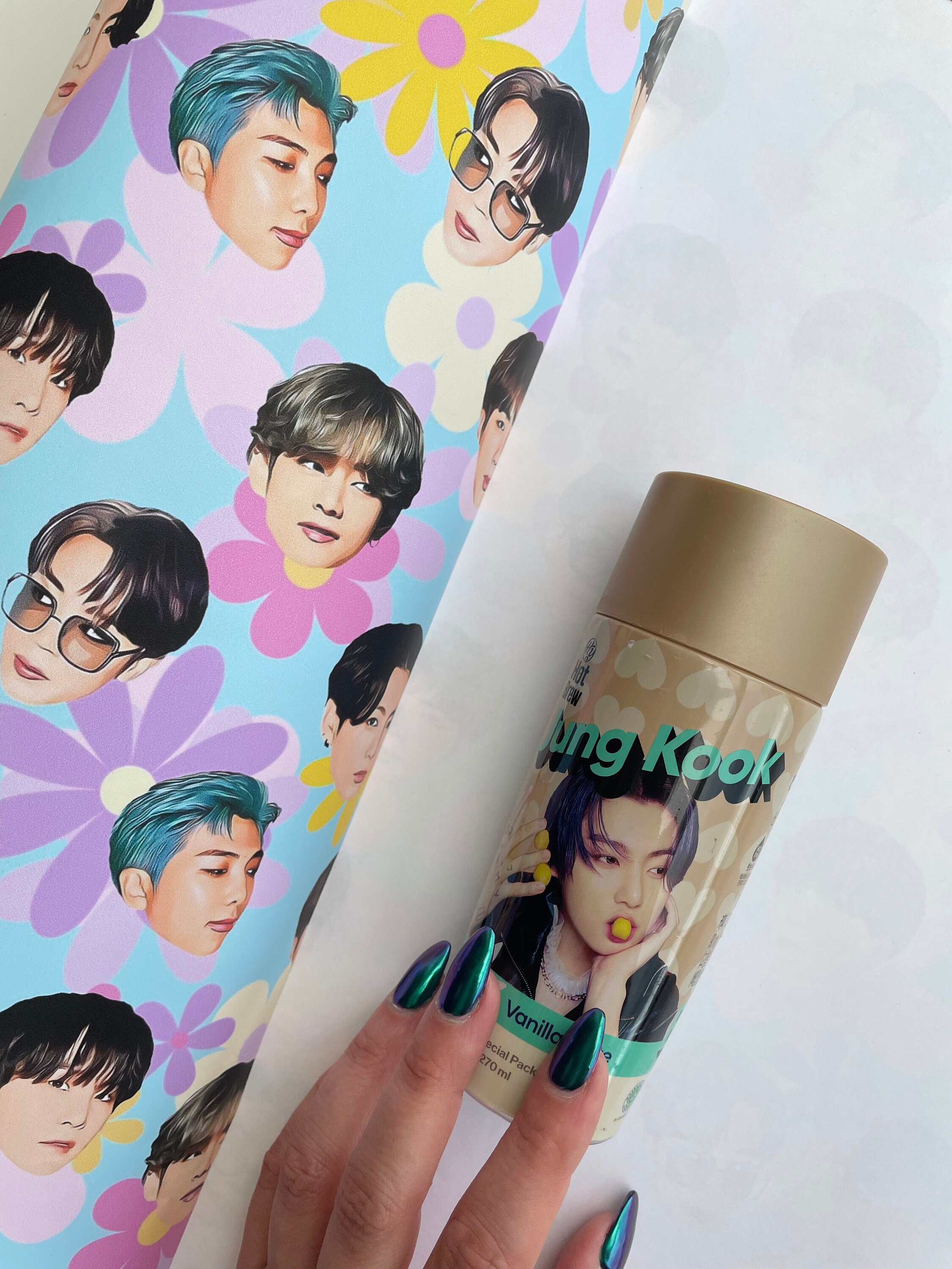 BTS Floral Wrapping Paper | BTS Flower Gift Wrap | BTS Birthday Gift ...