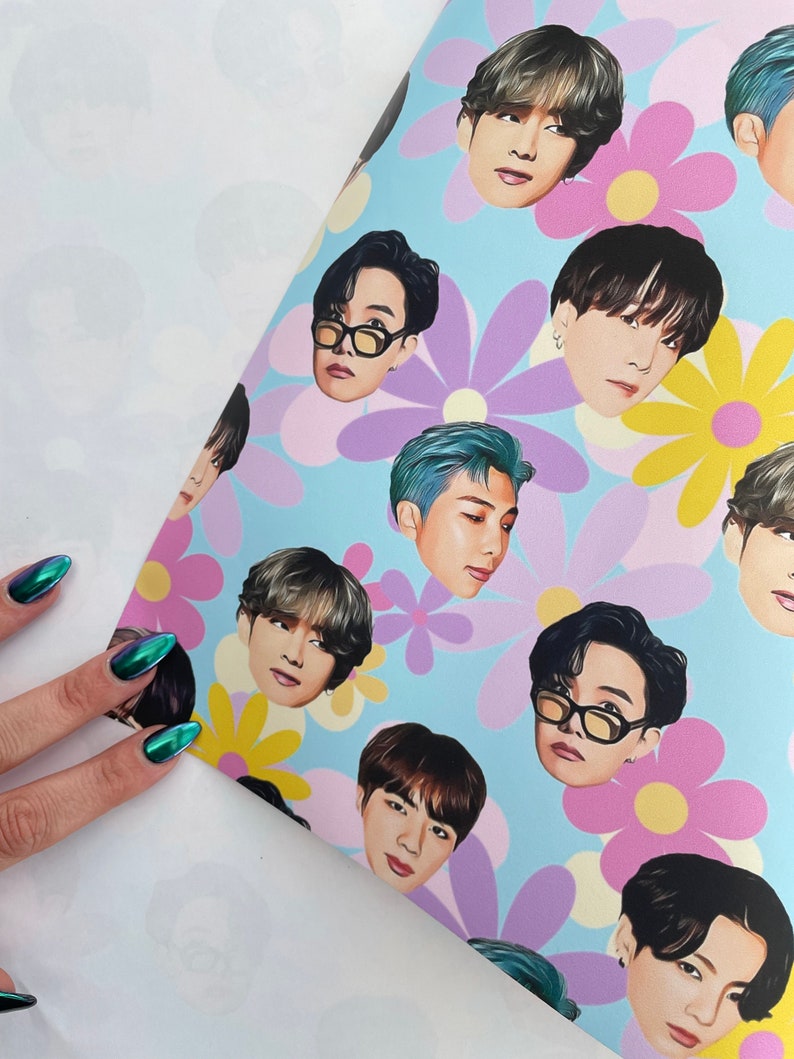 BTS Floral Wrapping Paper | BTS Flower Gift Wrap | BTS Birthday Gift ...