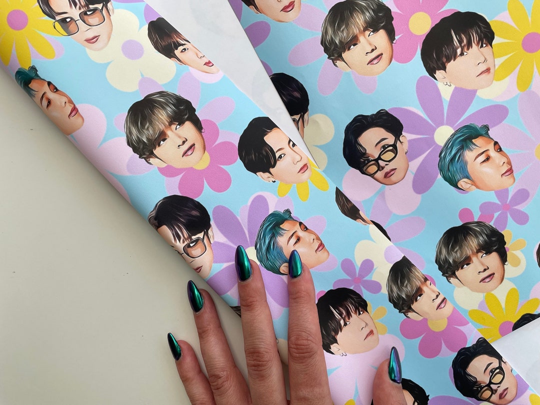 BTS Floral Wrapping Paper | BTS Flower Gift Wrap | BTS Birthday Gift ...