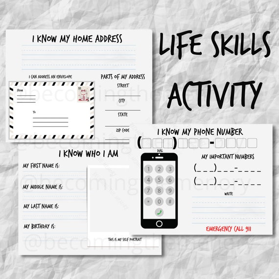 Kids Life Skills Activity Package I Know My Phone Number I - Etsy