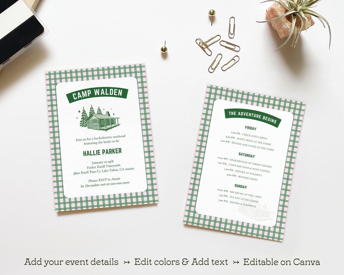 Camp Theme Party Invitation Template - Etsy