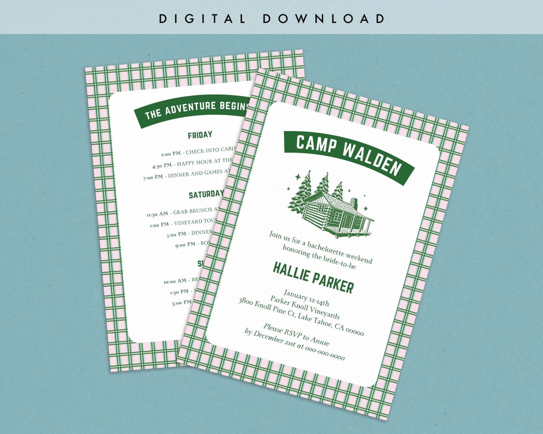 Camp Theme Party Invitation Template - Etsy