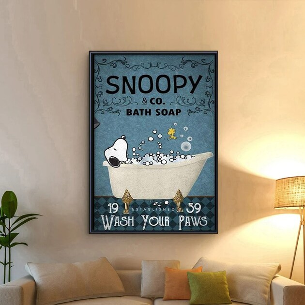 Snoopy Bath Soap Wash Your Hands Poster