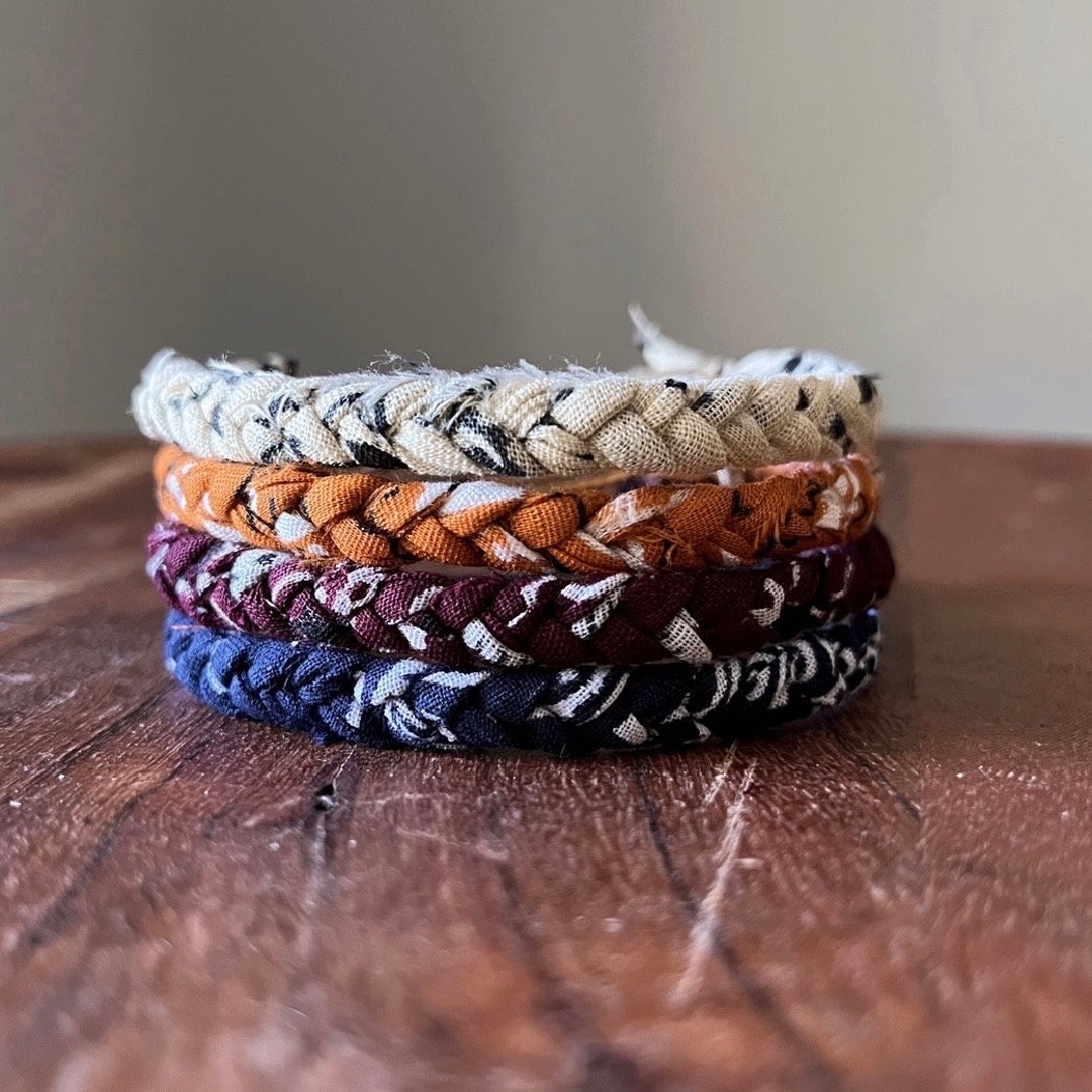 Falling for You Bandana Bands; Braided Cotton Bandana Bracelets; Men’s ...
