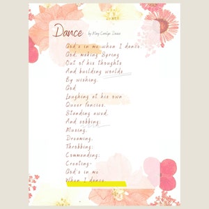 Dance Poetry Printable |motivational Dance Quote |dance Studio Decor ...