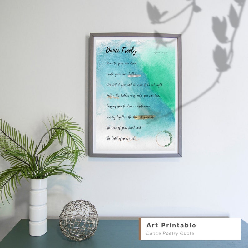 Dance Poetry Printable, Motivational Dance Quote, Dance Studio Decor ...