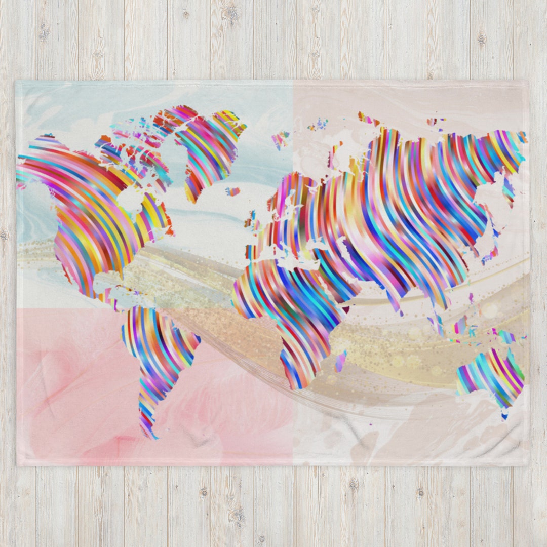 World Map Art Throw Blanket Traveler Blanket unique Design housewarming ...