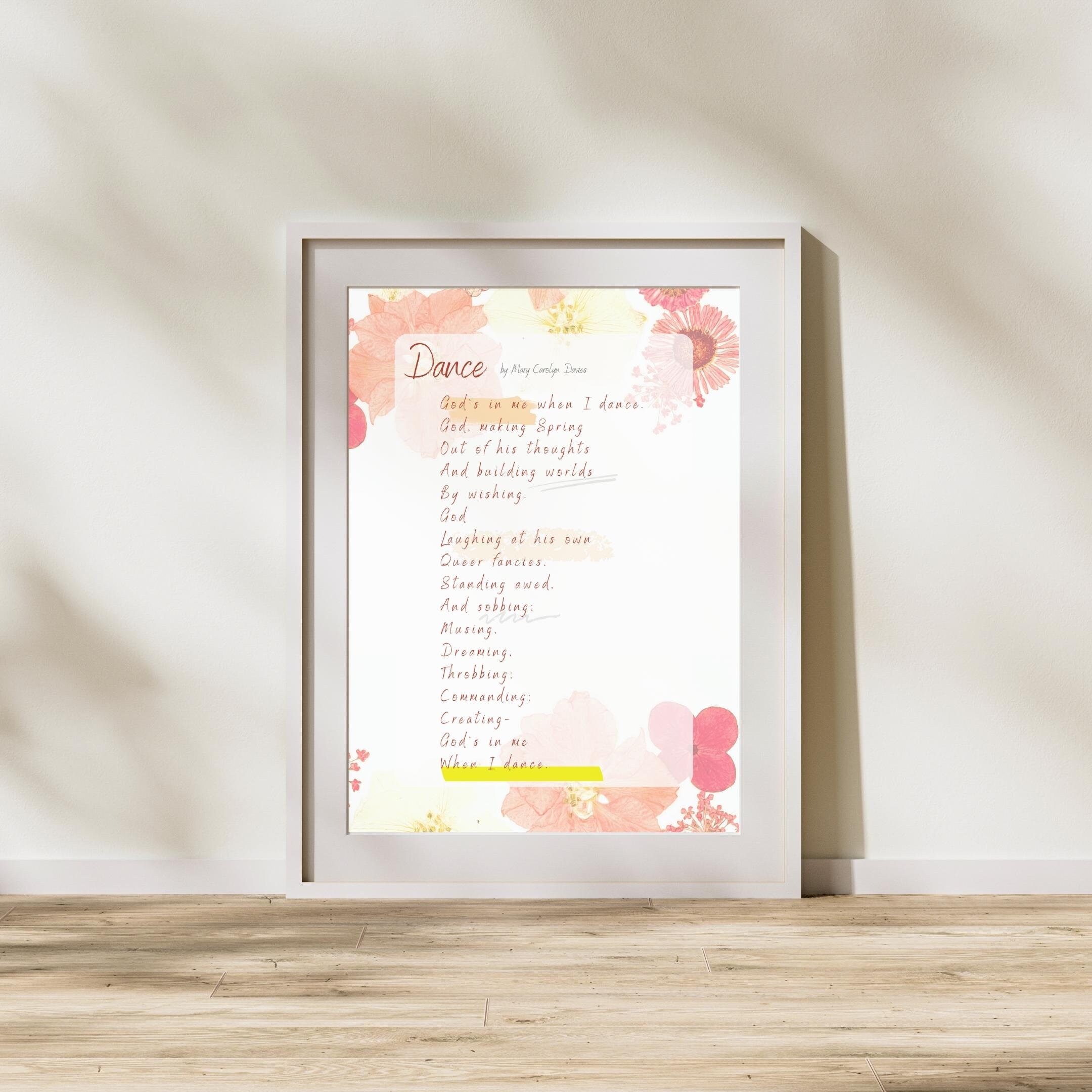Dance Poetry Printable |motivational Dance Quote |dance Studio Decor ...