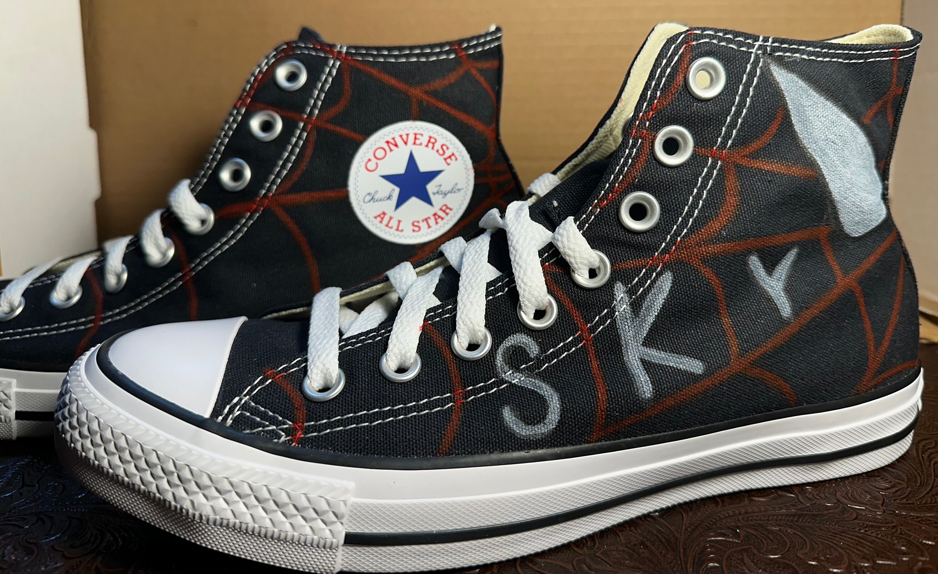Custom Painted Spider-man Hi-top Converse - Etsy